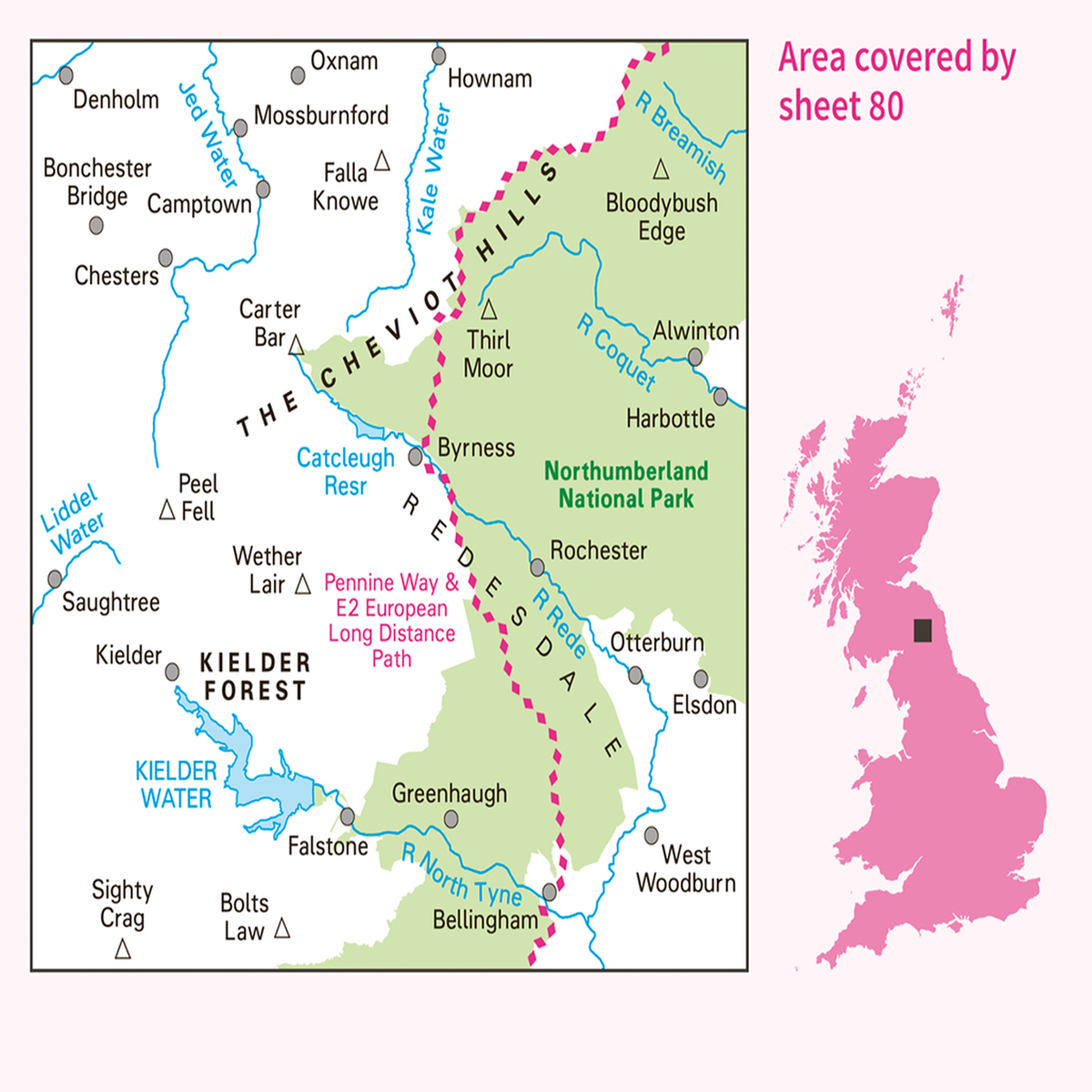 80 Landranger Map - Cheviot Hills & Kielder Water – Shepherds Walks