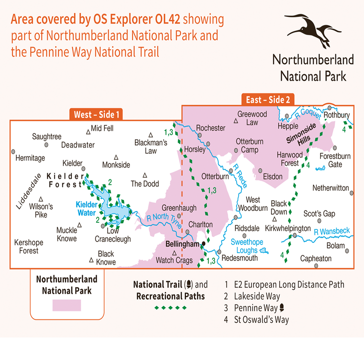 Kielder Forest Walking Map Of Rome Kielder Circular, Northumberland,